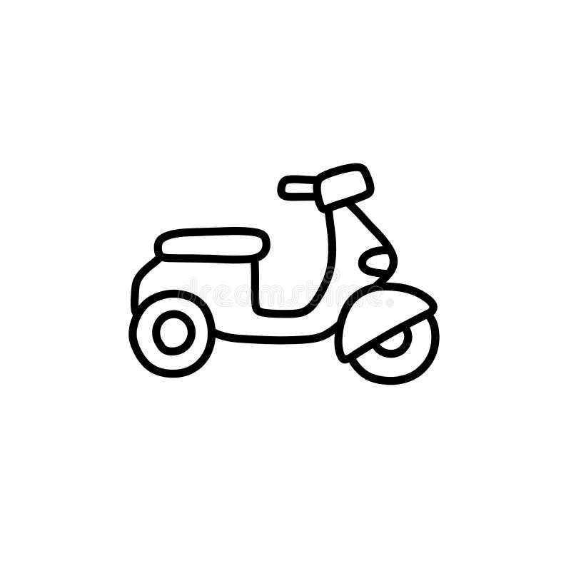 Motorcycle Doodle Icon, Vector Black Line Illustration Stock ...