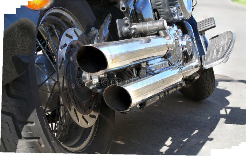 A Motorcycle with Double Chrome Exhaust Editorial Photography - Image ...