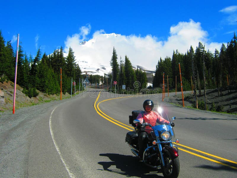 Motorcycle down mount hood editorial stock photo. Image of motorcycle ...