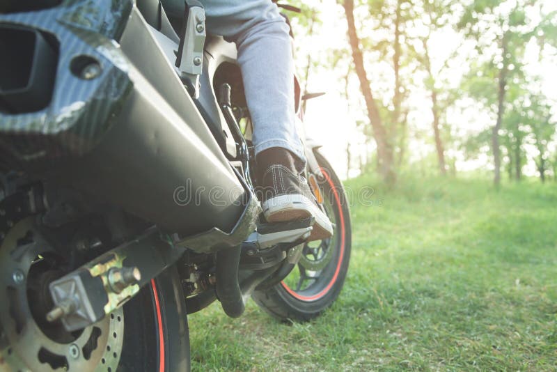 Driver Riding Motorcycle on Asphalt Road Stock Photo - Image of lane ...