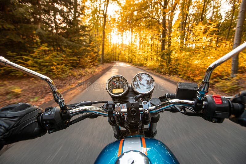 Motorcycle Driver Riding in Alpine Highway, Handlebars View, Austria ...