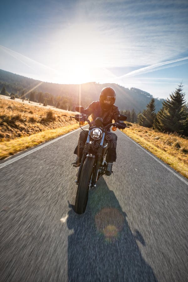 Motorcycle Driver Riding on Motorway Stock Photo - Image of powerful ...