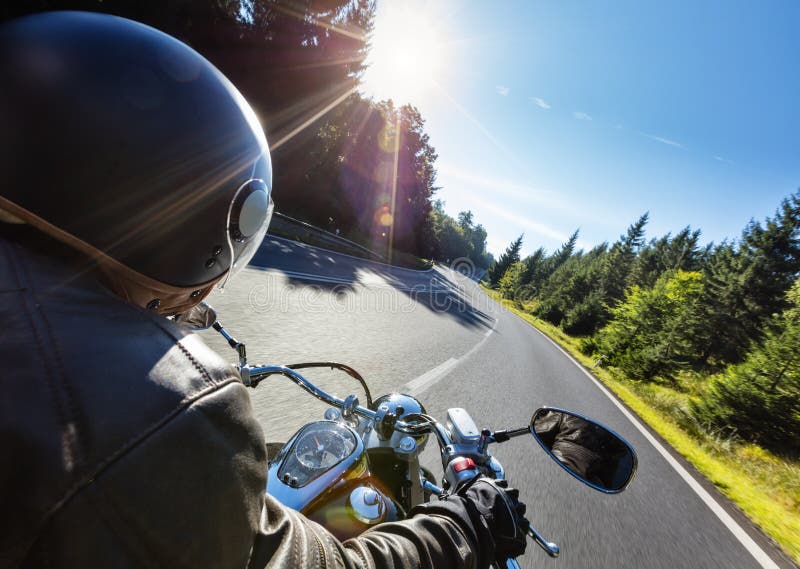 Motorcycle Driver Riding on Motorway Stock Photo - Image of powerful ...