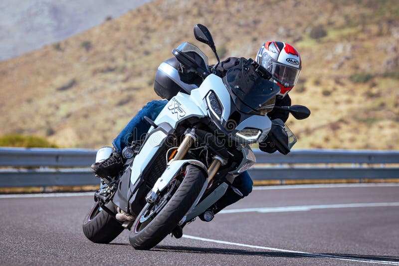 Motorcycle Driver Taking a Curve Editorial Stock Image - Image of ...