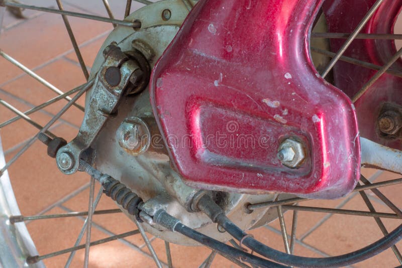 Old Motorcycle Drum Brake Pad in Opened Engine Box Stock Image - Image ...