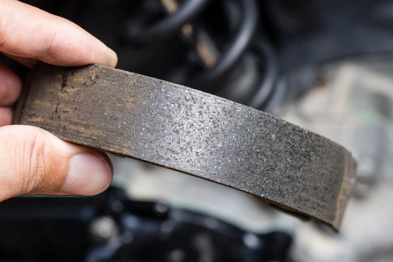 Old Motorcycle Drum Brake Pad in Opened Engine Box Stock Image - Image ...