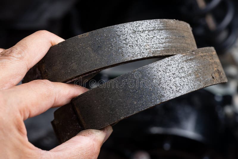 Old Motorcycle Drum Brake Pad in Opened Engine Box Stock Image - Image ...