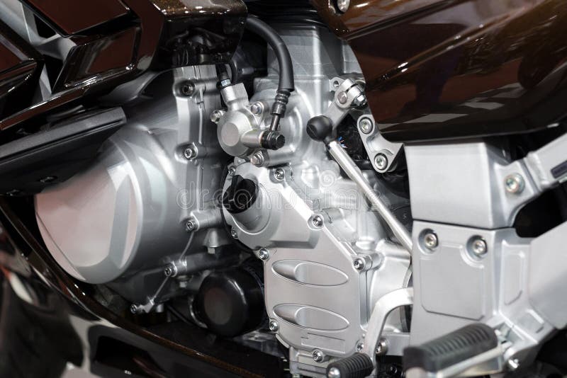 Motorcycle Engine Close-up Detail Stock Image - Image of black ...