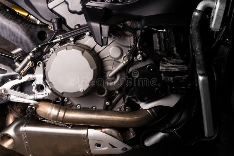 Motorcycle Engine Close Up Maintenance Service Stock Photo - Image of ...