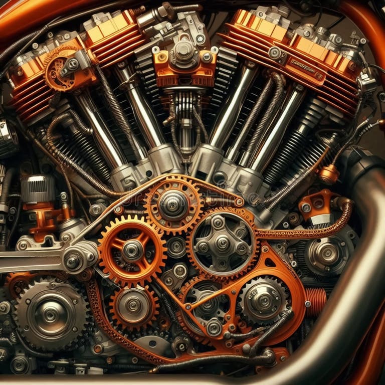 Inside Motorcycle engine stock illustration. Illustration of detail ...