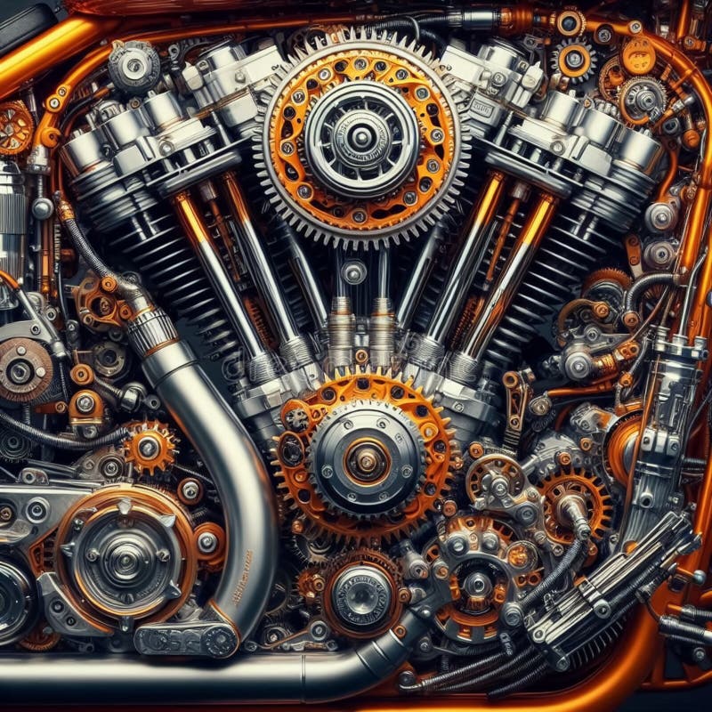 Inside Motorcycle engine stock illustration. Illustration of ride ...