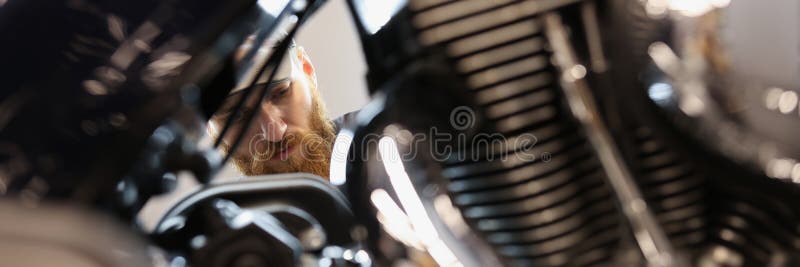 Motorcycle Engine Inside View. Repair and Maintenance of Motor Vehicles ...