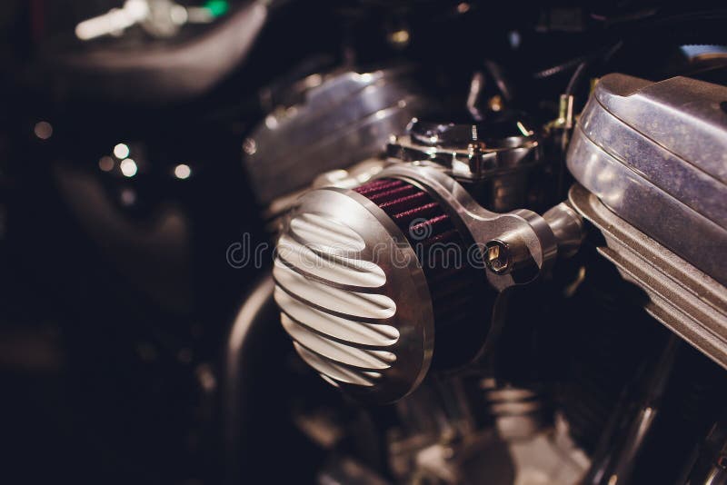Motorcycle Engine, Metallic Background With Exhaust Pipes. Stock Photo ...