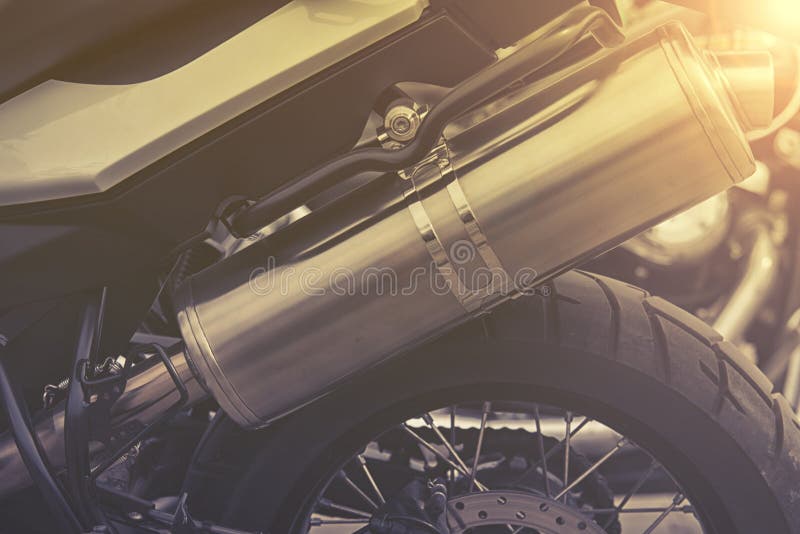 New Motorcycle Exhaust Pipe , 2 Stroke Engine Stock Photo - Image of ...