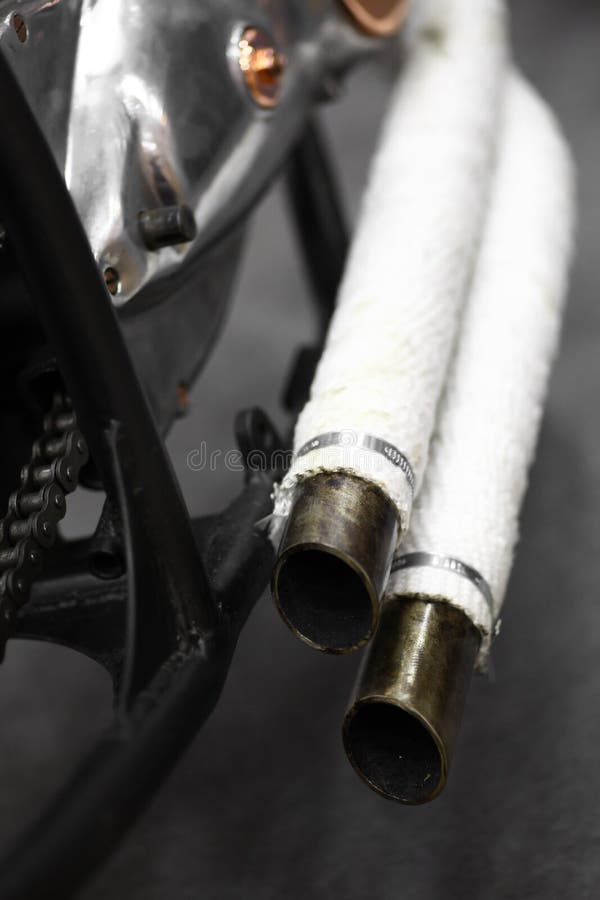 Motorcycle exhaust stock photo. Image of pipe, tape, steel - 53864486