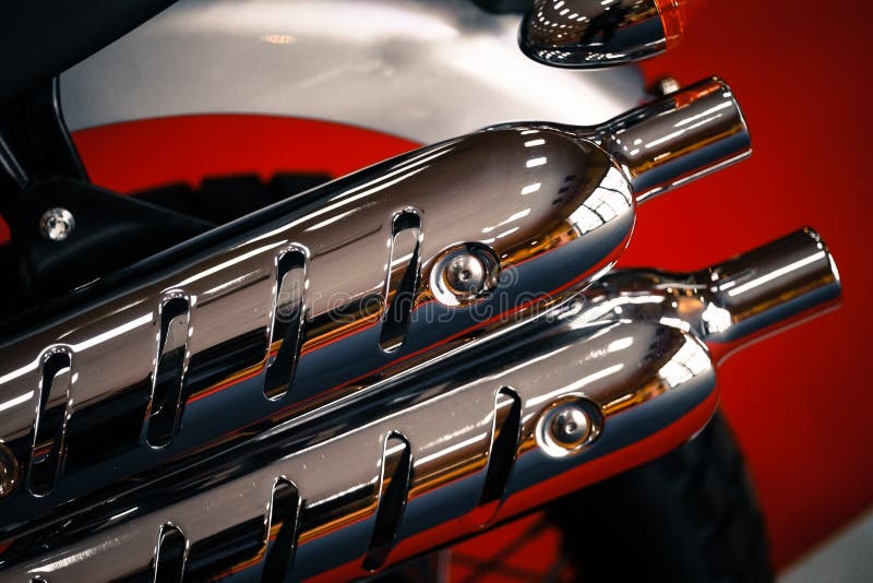 New Motorcycle Exhaust Pipe , 2 Stroke Engine Stock Photo - Image of ...