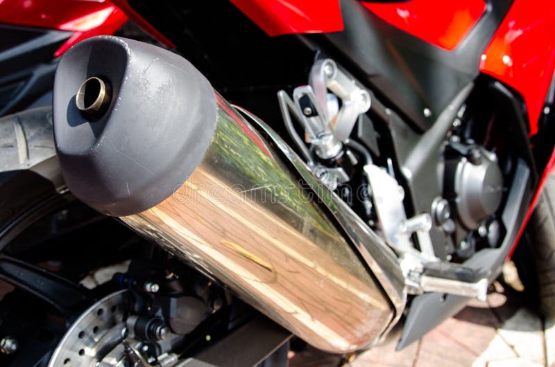 New Motorcycle Exhaust Pipe , 2 Stroke Engine Stock Photo - Image of ...
