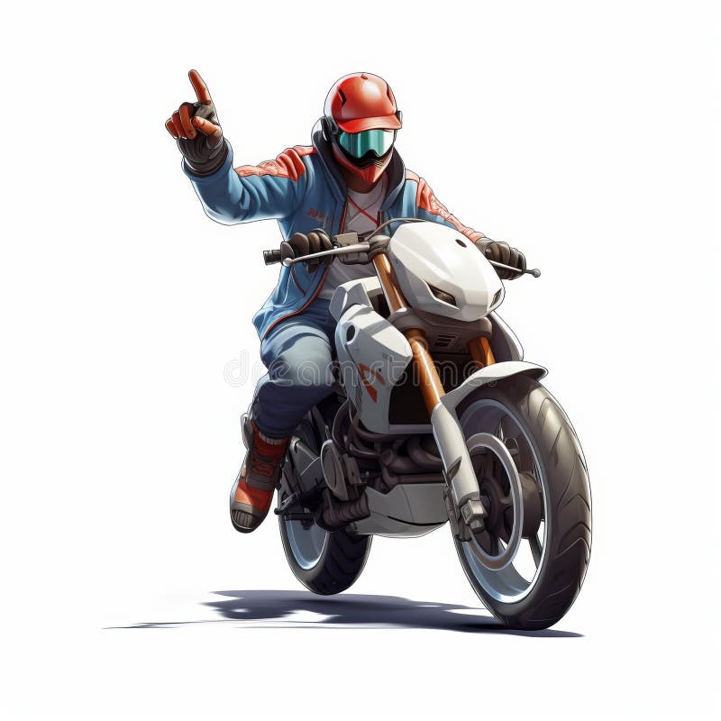Game Character Motorcycle Creation in T-pose on White Background Stock ...