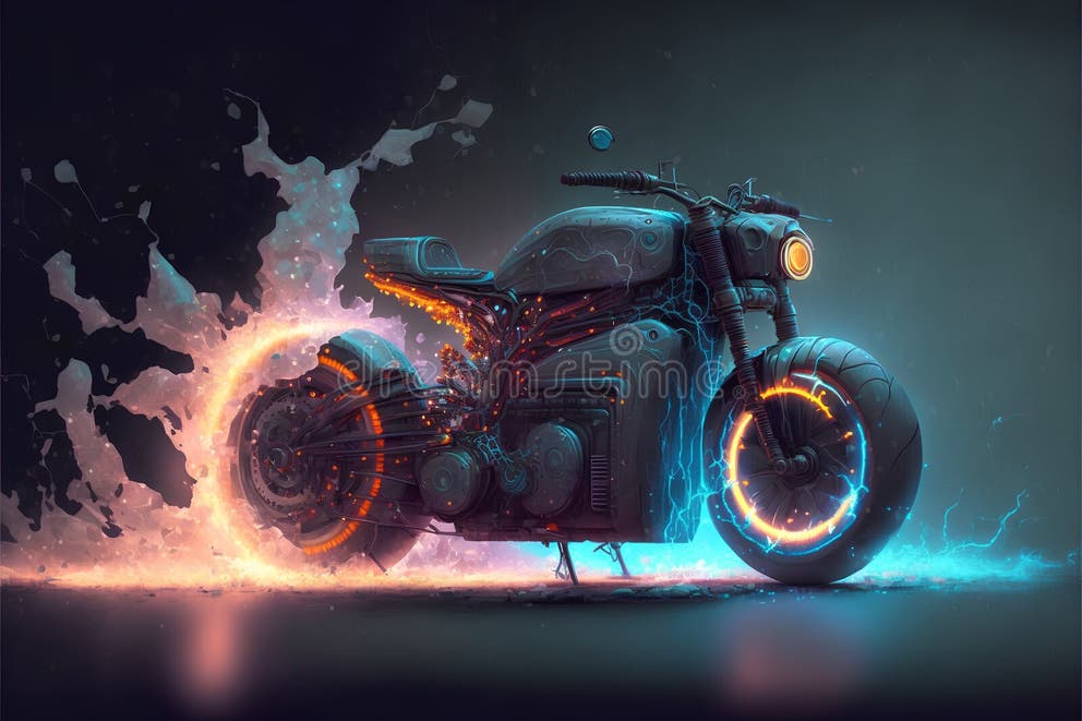 Motorcycle in Fire with Sparks. 3d Rendering, 3d Illustration Stock ...