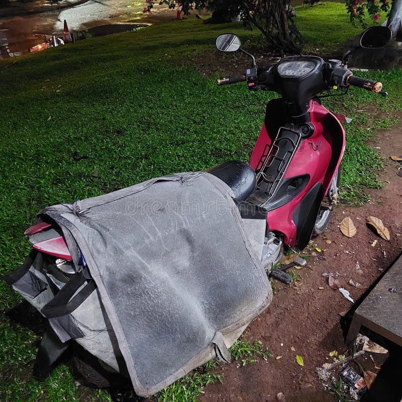 A Motorcycle Fitted with a Tool for Carrying Goods on the Back Stock ...