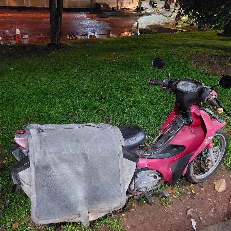 A Motorcycle Fitted with a Tool for Carrying Goods on the Back Stock ...