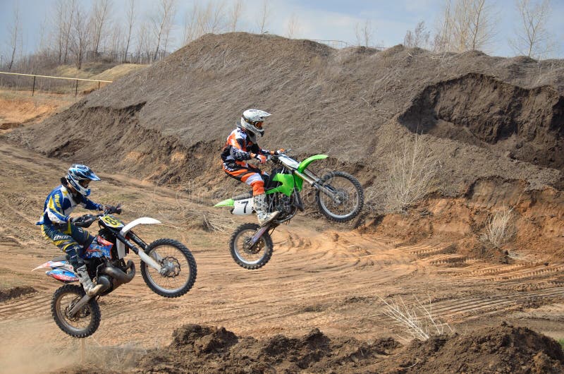 Motorcycle in Flight through the Air Editorial Stock Image - Image of ...