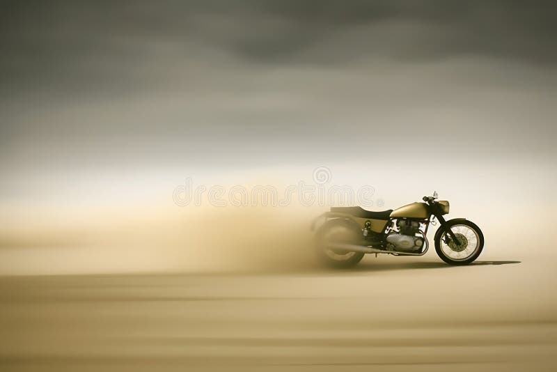 Motorcycle in the Fog. Neural Network AI Generated Stock Illustration ...