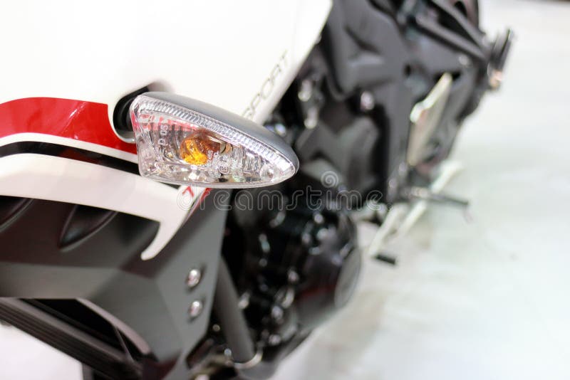 Motorcycle Front Light Closeup Stock Image - Image of safety, lights ...