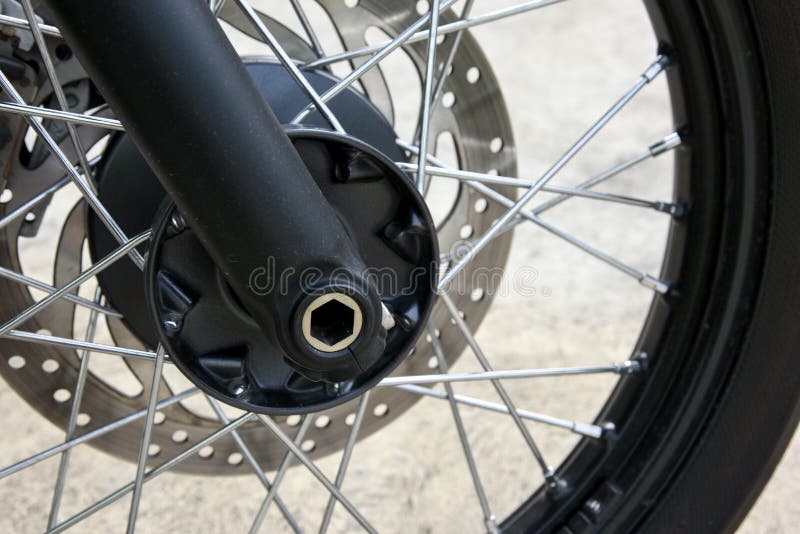 Motorcycle Front Spoke Wheel Stock Image - Image of closeup, silver ...