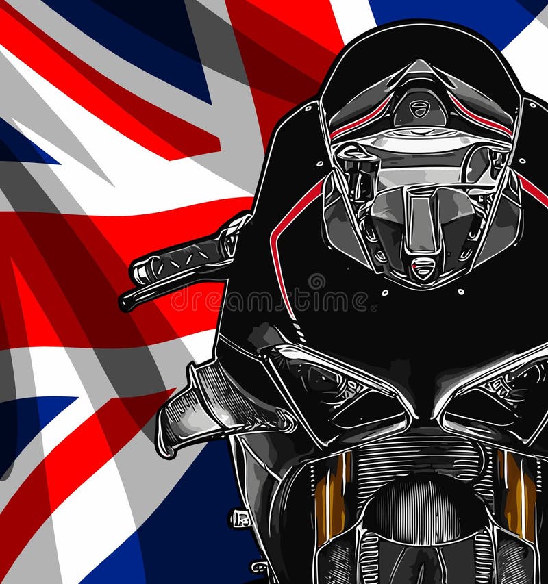 Motorcycle Front View and Flag Stock Vector - Illustration of person ...