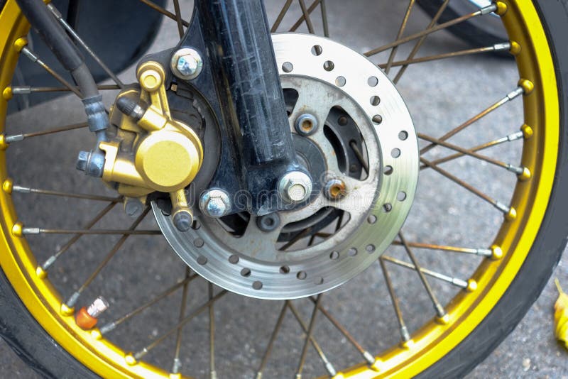 Motorcycle Front Wheel, Tire, Brake Stock Image - Image of disc ...