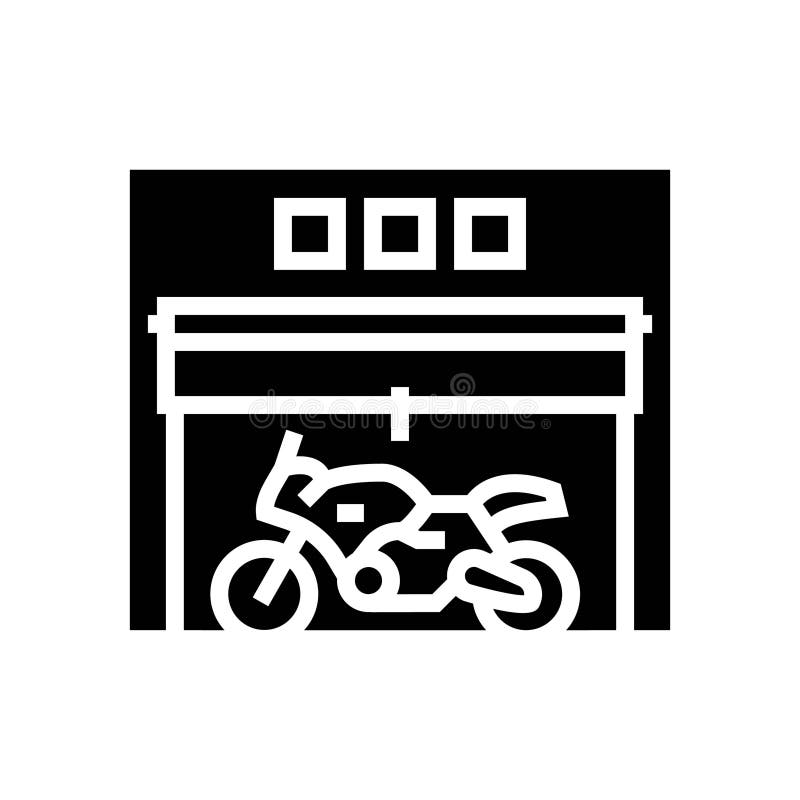 Motorcycle Garage Glyph Icon Vector Illustration Stock Vector ...