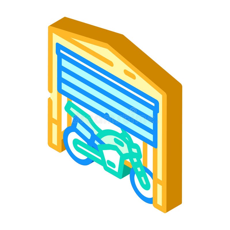 Motorcycle Garage Isometric Icon Vector Illustration Stock Illustration ...