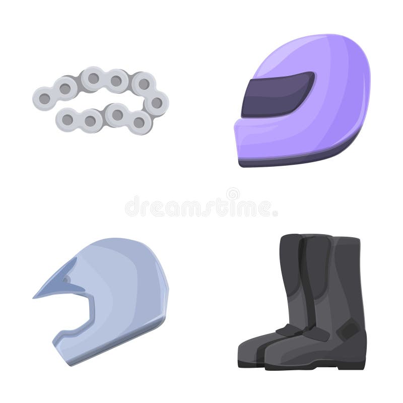Motorcycle Gear Icons Set Cartoon Vector. Motorcycle Gear and Accessory ...
