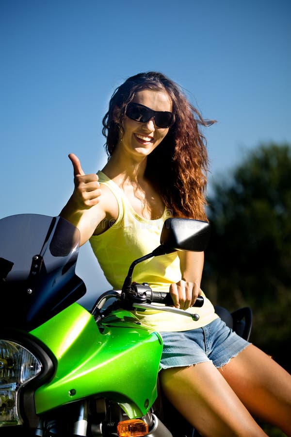 Motorcycle girl stock image. Image of summer, woman, biker - 14325285