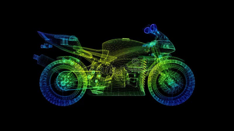 Motorcycle. Glowing Light Particles Arranged in the Formation of Mesh ...