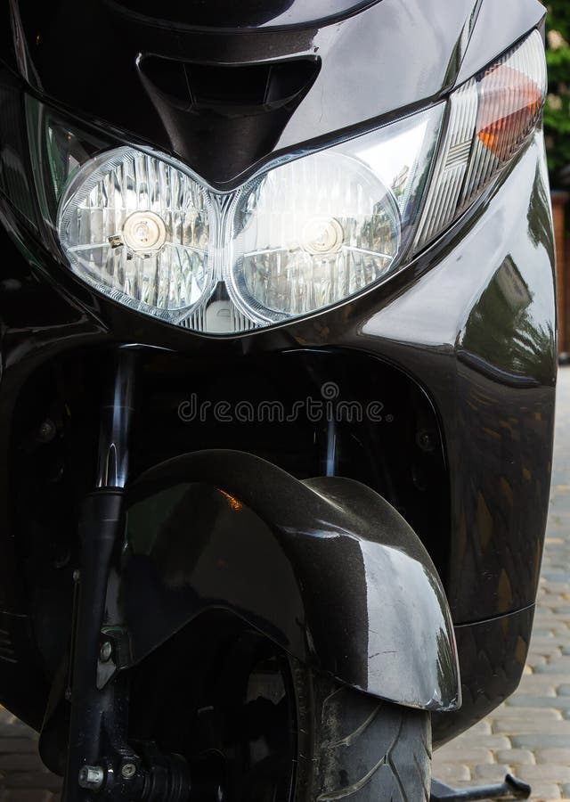 Motorcycle Headlight Close Up. Geometry, Design Stock Image - Image of ...