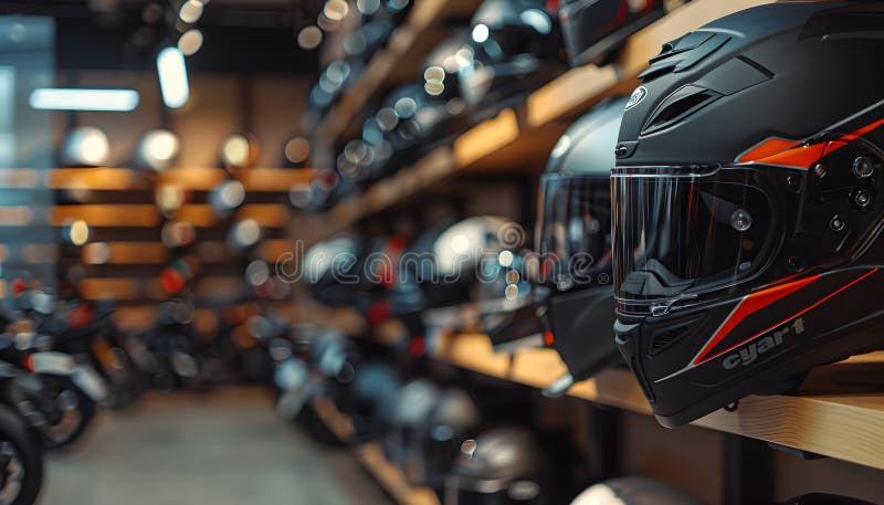 Motorcycle helmet shop stock image. Image of helmet - 318944323