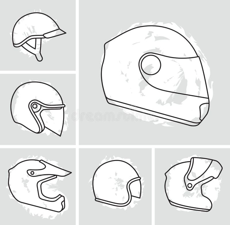 Motorcycle Helmets Vector Set Stock Vector - Illustration of fiber ...