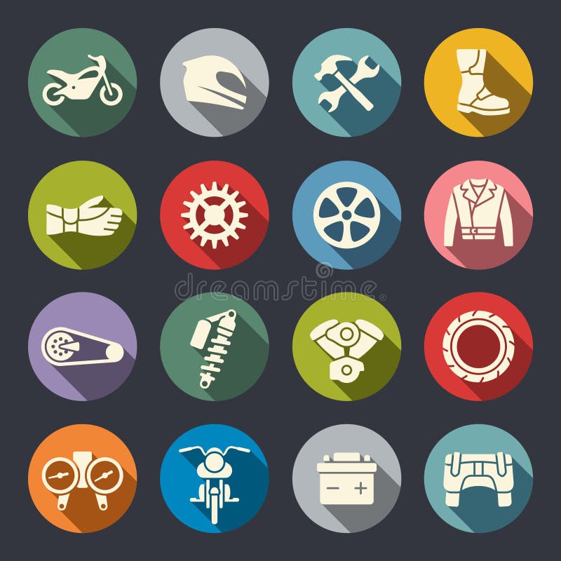 Motorcycle icon set stock vector. Illustration of symbol - 97214553