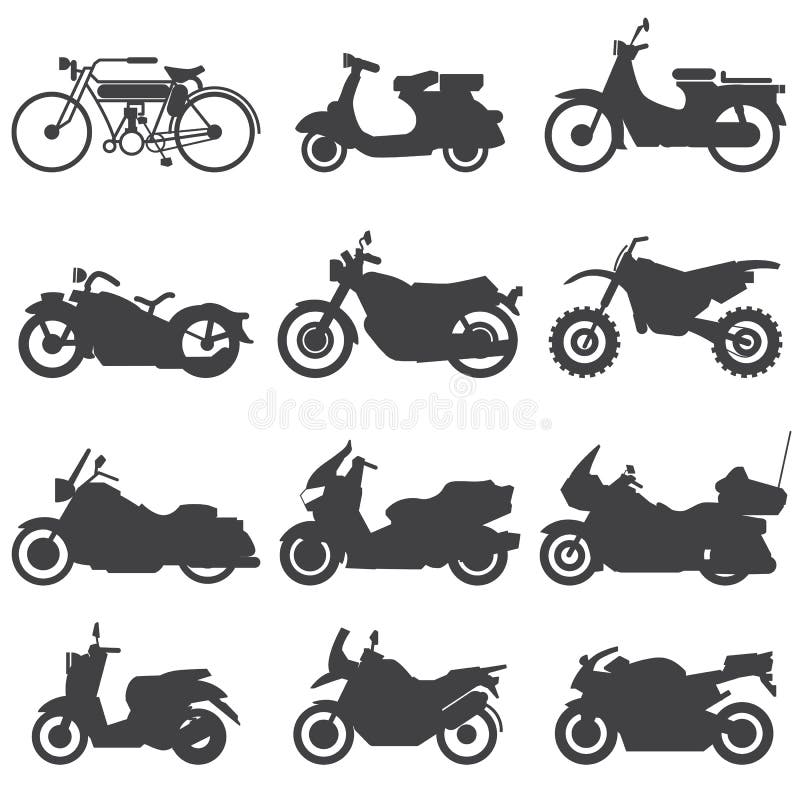 Motorcycle Icons Set. Vector Illustration. Stock Vector - Illustration ...