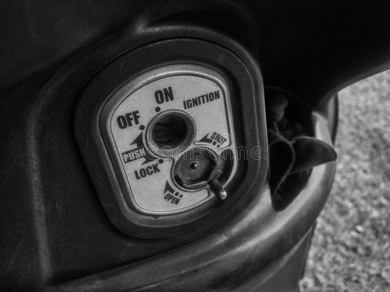 Motorcycle Ignition Background. Close Up of Motorcycle Key Ignition ...