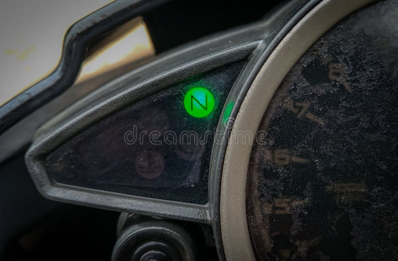Motorcycle Indicator Light is Neutral Green in the on Position Stock ...