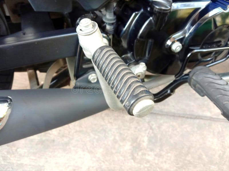 Motorcycle Kick Starter at Frame on Cement Flooring Closeup. Stock ...