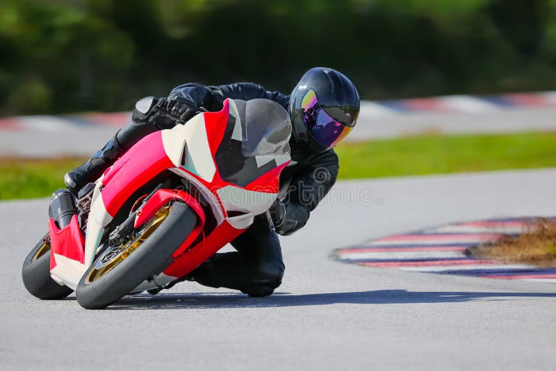 Motorcycle Leaning on Highway Stock Image - Image of speed, racing ...