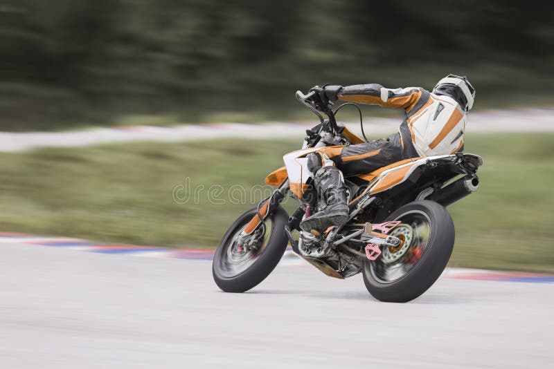Motorcycle Leaning into a Fast Corner on Track Stock Photo - Image of ...