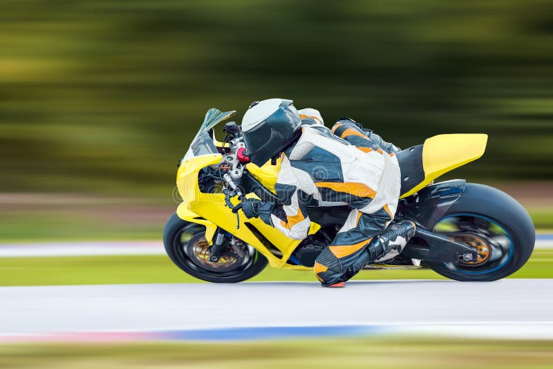 Motorcycle Leaning Intor on Highway Stock Photo - Image of motor ...