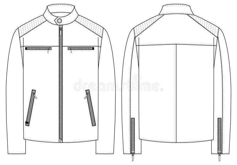 Motorcycle Leather Jacket Vector Illustration Sport Jacket Vector Front ...