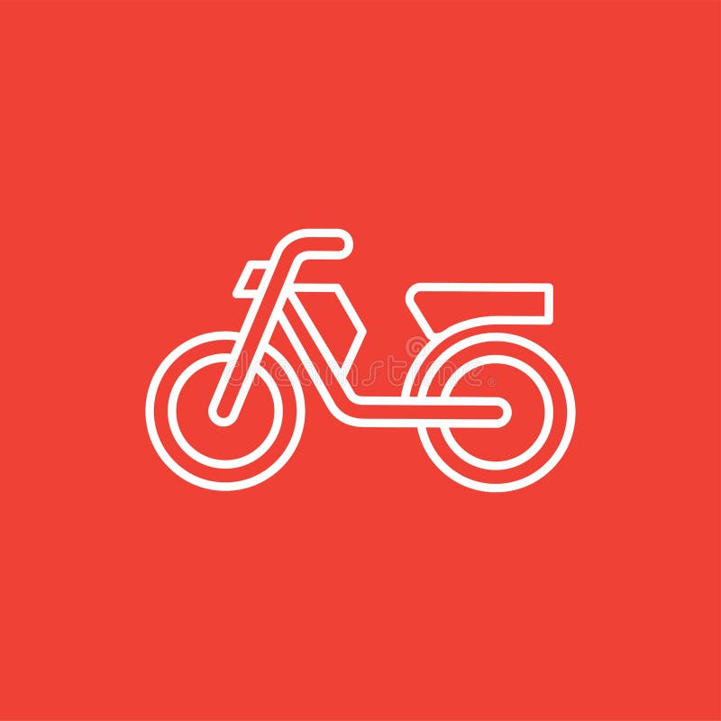 Motorcycle Line Icon on Red Background. Red Flat Style Vector ...