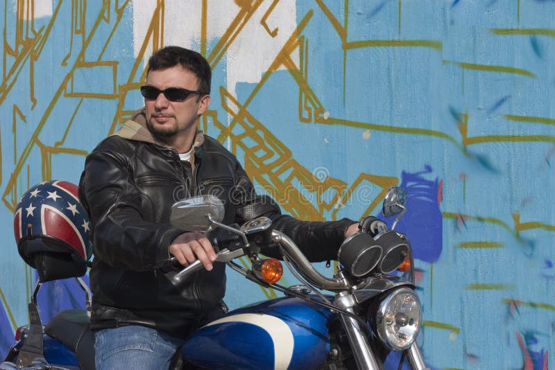 Motorcycle Man stock image. Image of leather, ride, enforcer - 17375285